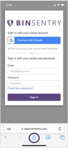 How do I set up BinSentry on my phone?
